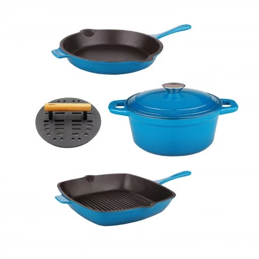 2021 best selling hot BergHOFF Neo 5Pc Cast Iron Cookware Set, Blue on ...
